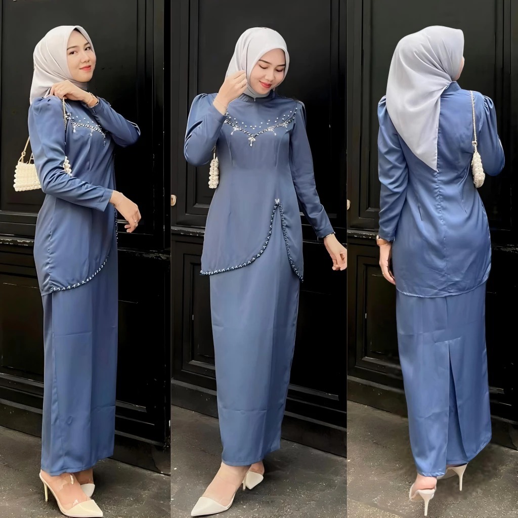 Jual Oneset Felicya Baju Kurung Melayu Malaysia Dress Pesta Setelan Wanita Kondangan Kekinian ...