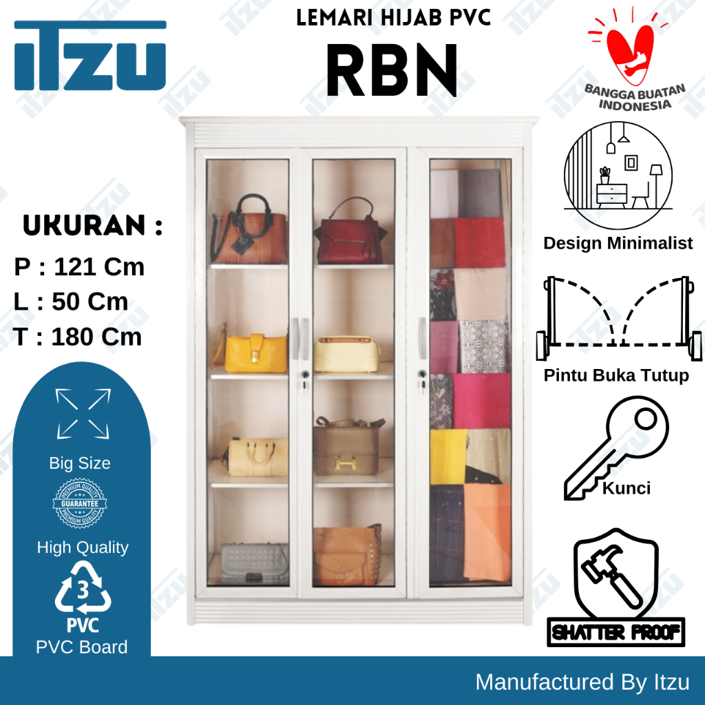 Jual Lemari Tas / Lemari Kerudung PVC 3 Pintu | Shopee Indonesia