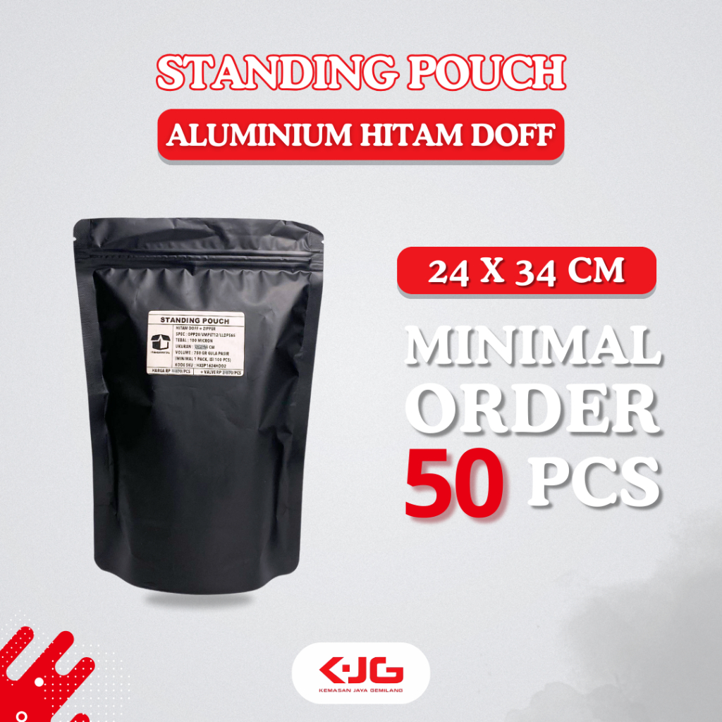 Jual Standing Pouch Aluminium Hitam Doff 24x34 cm (1000g) PC ...