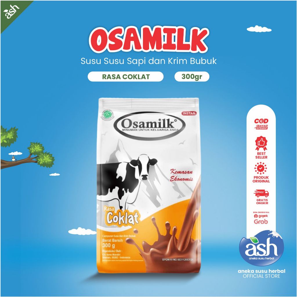 Jual Susu Sapi Osamilk Susu Sapi Bubuk murni 100% 300gr Rasa Cokelat ...