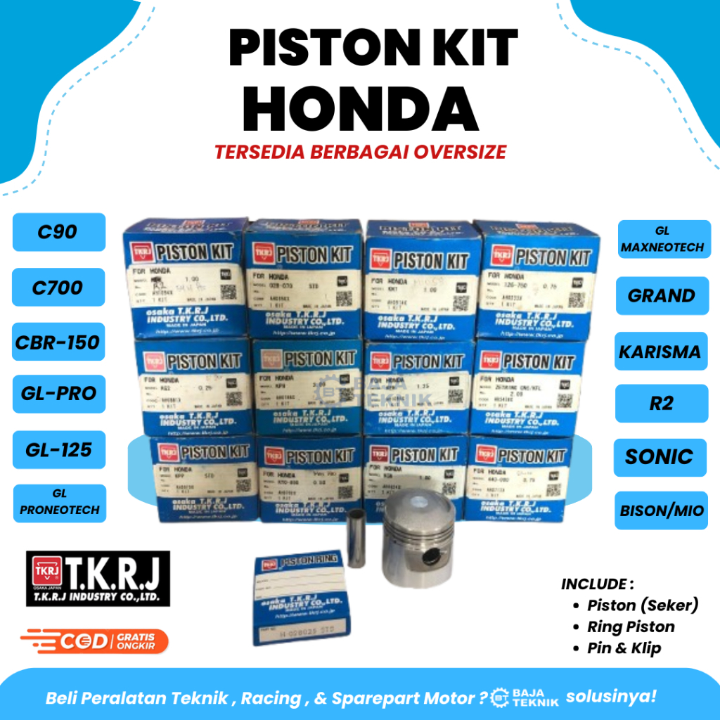 Jual TKRJ PISTON KIT HONDA BISON/MIO C90 C700 CBR-150 GL-PRO GL-125 GL ...