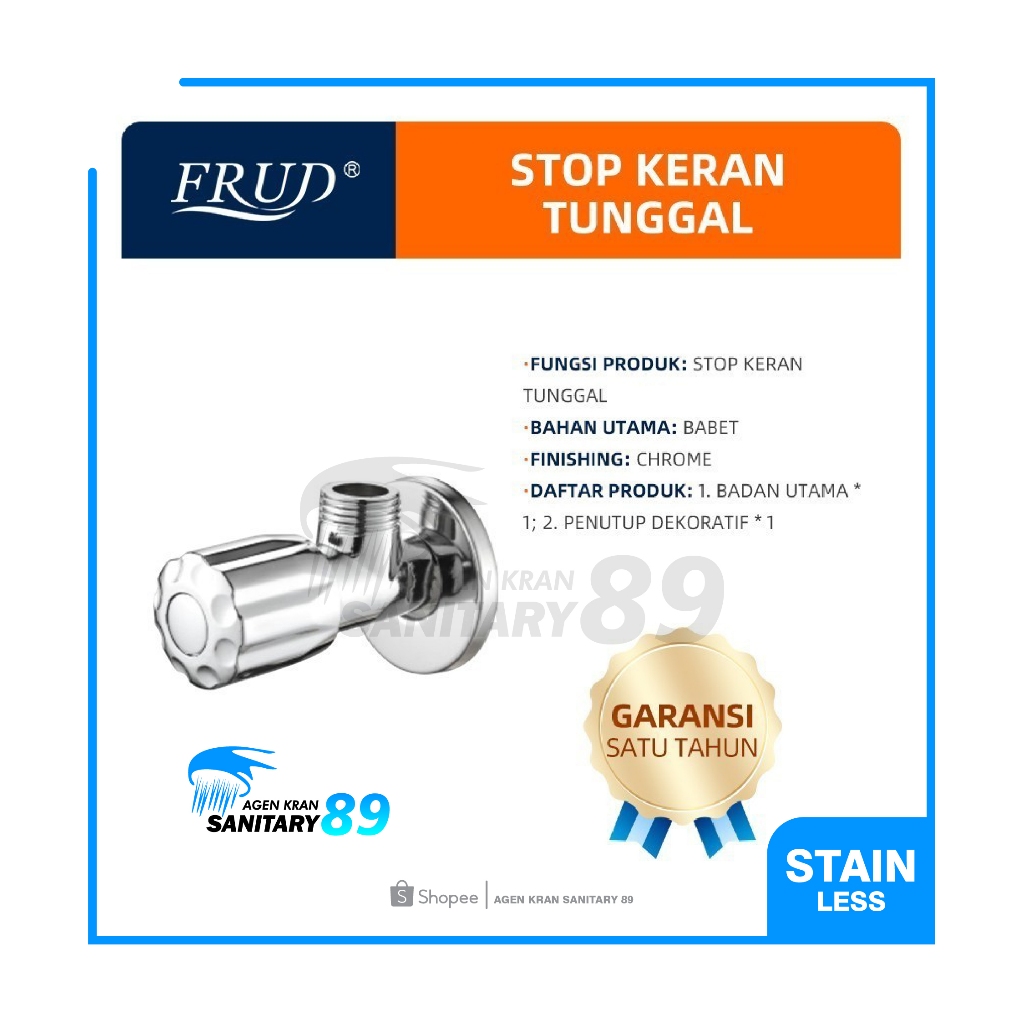 Jual STOP KRAN SINGLE/FRUD IR5106 Triangle Valve Stop Kran / Stop Kran ...