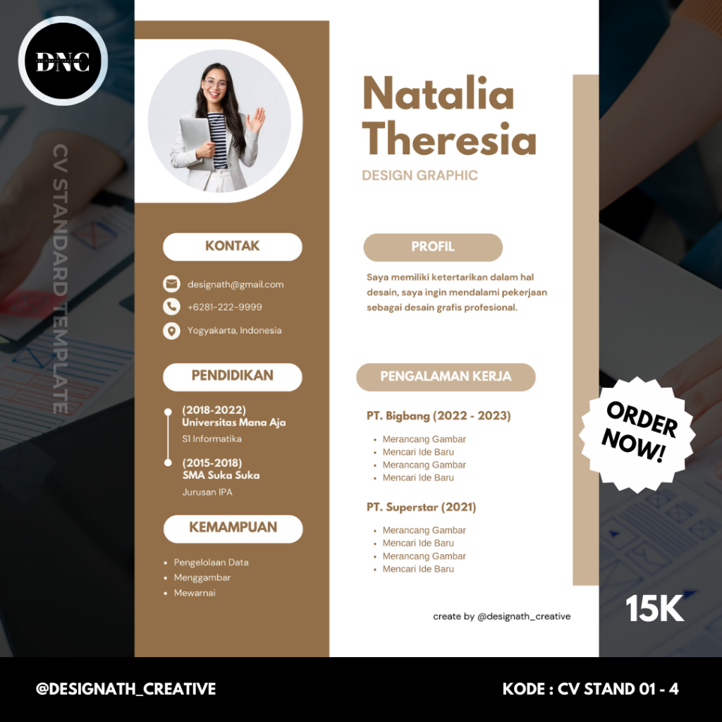 Jual CURRICULUM VITAE STANDARD (CV STAND 01 - 4) / CV STANDAR CANVA ...