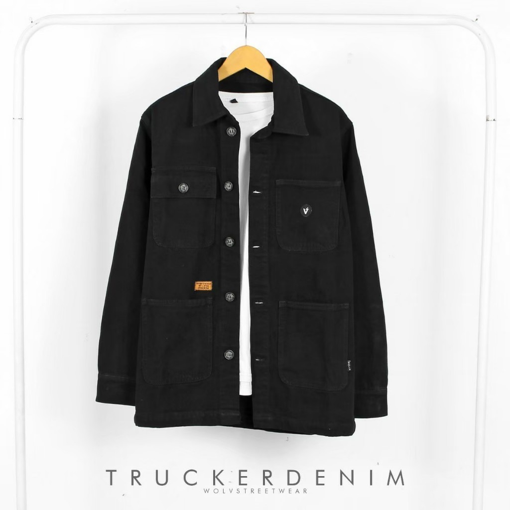 Jual Jaket Jeans Trucker Denim HITAM - Jaket Jeans Hitam Denim Pria ...
