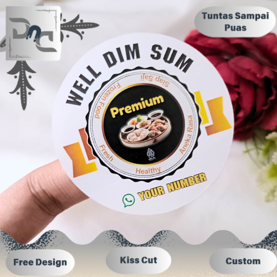 Jual 9-15 Sticker Label Makanan Dimsum Stiker Free Desain Bulat Chromo ...