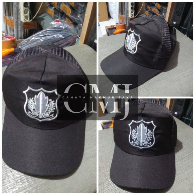 Jual topi satpam coklat logo larici kombinasi jaring | Shopee Indonesia