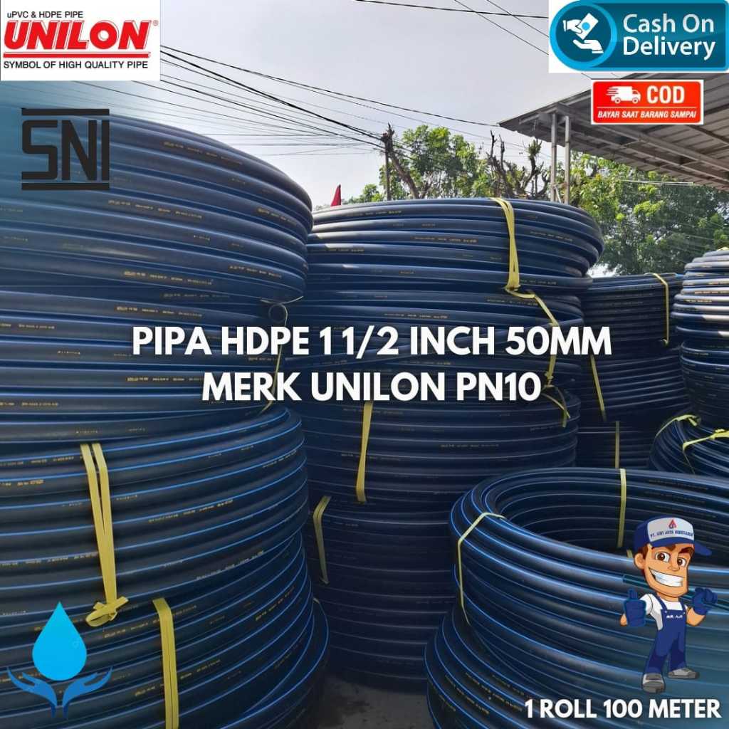 Jual Pipa HDPE Atau Selang Hitam Ukuran 11/2 INCH Merek UNILON PN10 ...