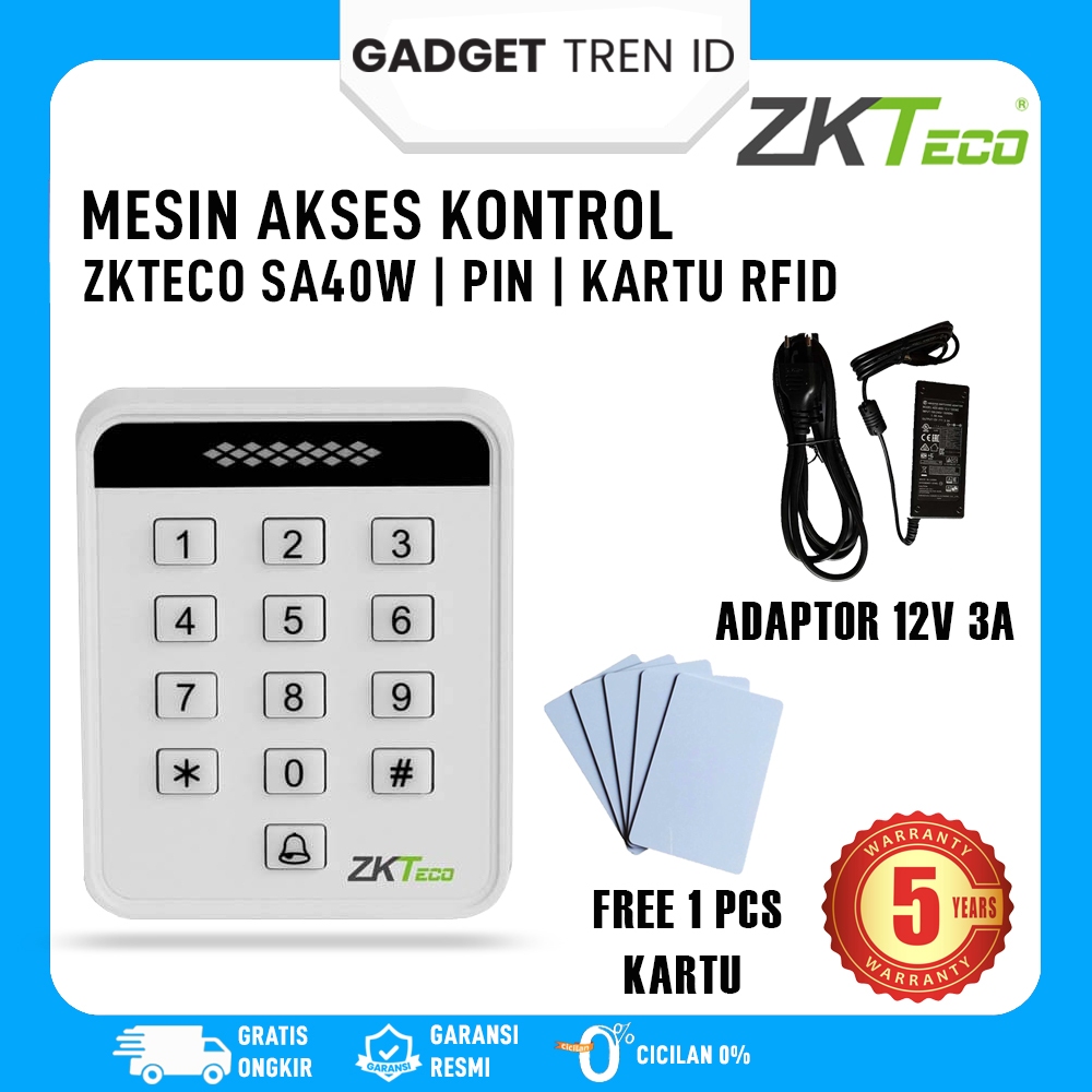 Jual Mesin Akses Kontrol Pintu RFID Proxy ZKTeco SA40W | Mesin Access Door PIN ZKTeco SA40 ...