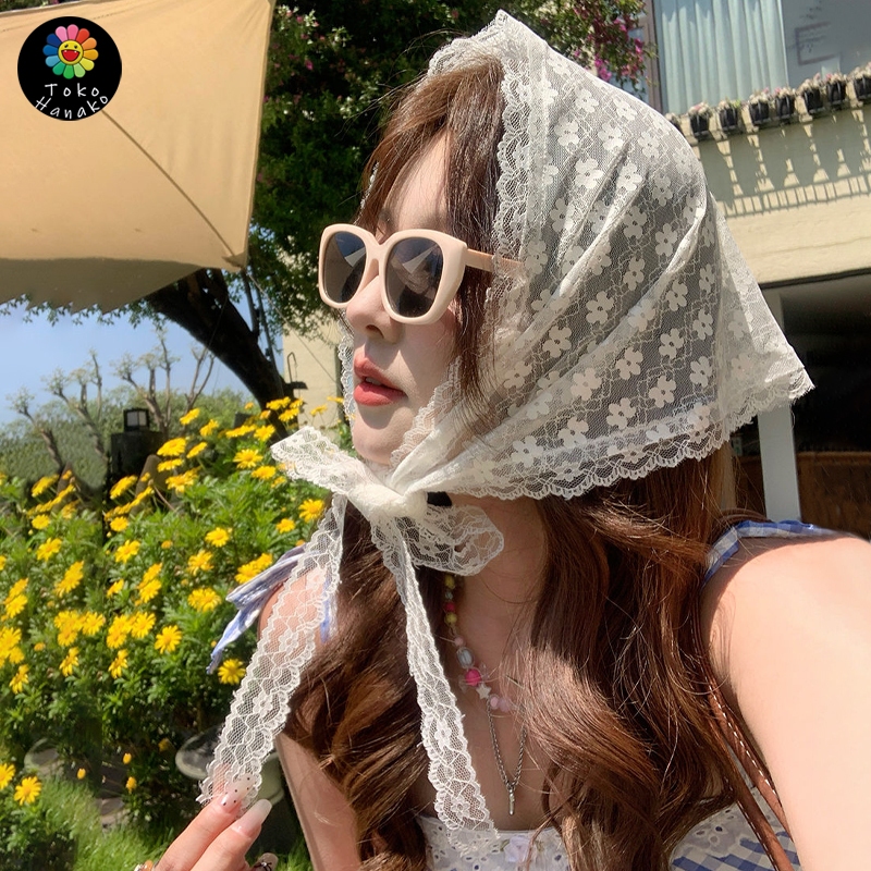 Jual Picnic Lace Korean Scarf Syal Transparant Aesthetic Wanita Rambut ...