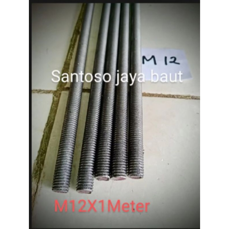 Jual As Drat M12 Panjang 1 Meter(Drat Kasar P1.75) Baut Long Full Drat | Shopee Indonesia