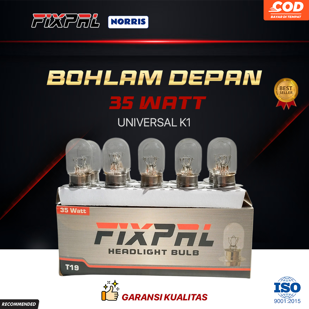 Jual FIXPAL 1 kotak (10pcs) BOHLAM LAMPU DEPAN fixpal T19 12V K1 35 ...