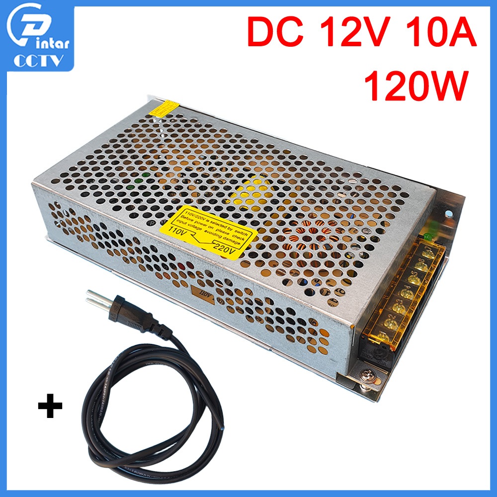 Jual Adaptor Power Supply Switching 12V 10A Transformer Trafo For CCTV Camera Lampu LED Strip ...
