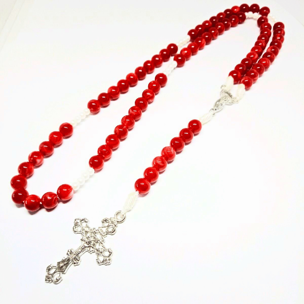 Jual Kalung Rosario Bapa Kami marmer merah dan Lembaran Doa Novena Medali Wasiat | Shopee Indonesia