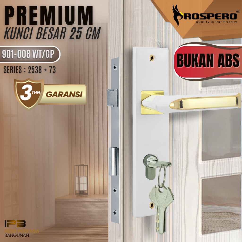 Jual PROSPERO Gagang Kunci Pintu Rumah Ukuran Besar 25cm Premium Tebal Handle set Komplit Hendel ...