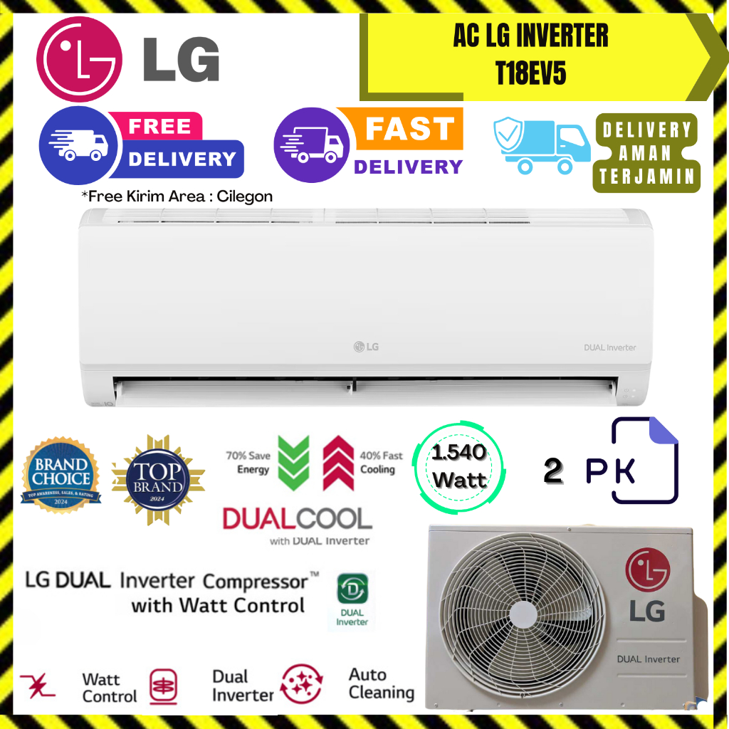 Jual AC LG 2 PK T18EV5 -DUAL INVERTER -SMART INVERTER WITH WATT CONTROL | Shopee Indonesia