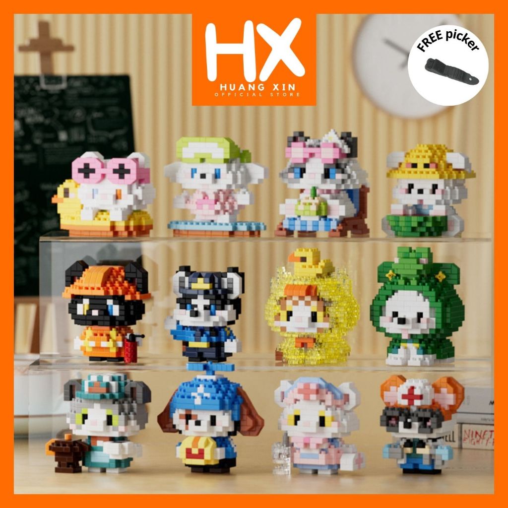Jual HX Meow Woof Animal Series Mini Bricks Cat Dog Puppy Kitten ...
