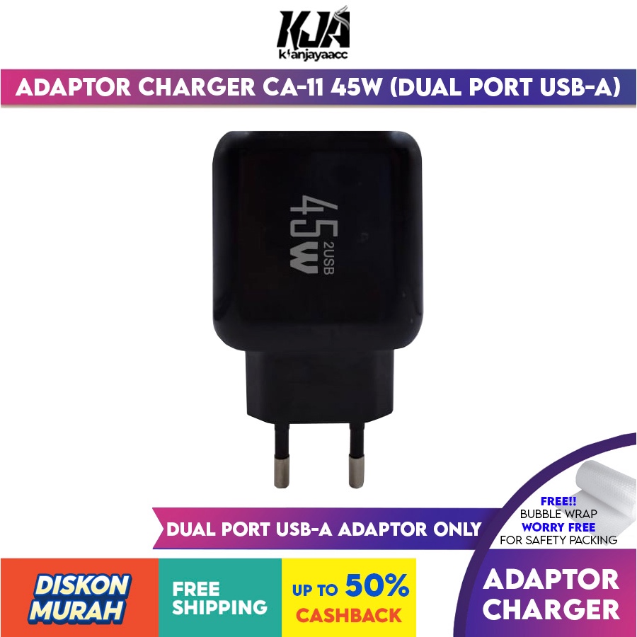 Jual CA-11 Adaptor Charger Handphone 45W DUAL PORT USB-A Original ...
