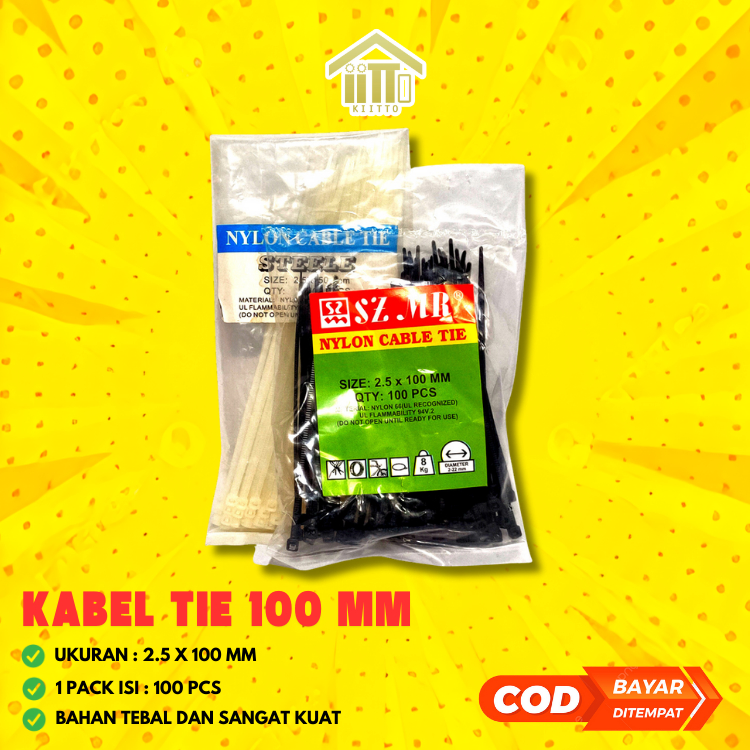 Jual KABEL TIS 2.5 MM x 10 CM CABLE TIES PUTIH & HITAM ISI 100 PCS / KABEL TIES 2.5 X 100 MM 100 ...