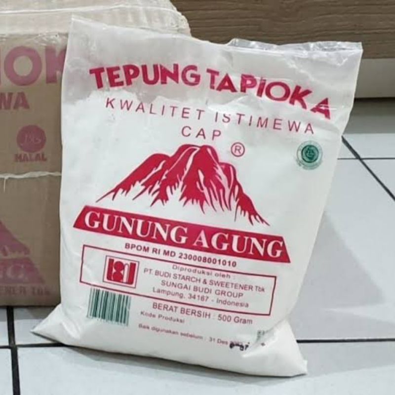 Jual TEPUNG TAPIOKA CAP GUNUNG AGUNG 500GRAM ISI 20 PCS / TAPIOKA ...