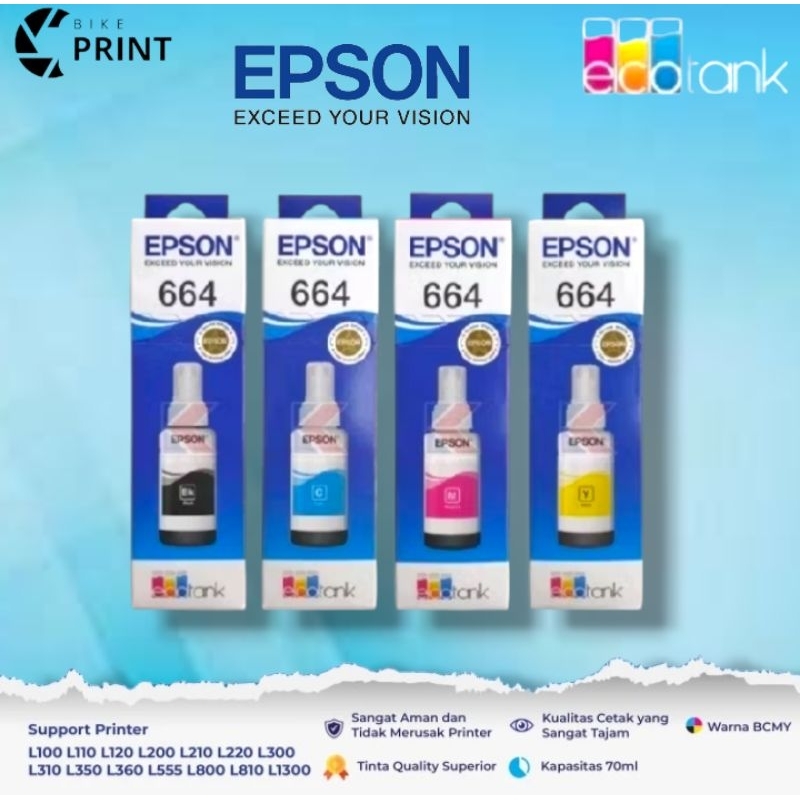 Jual TINTA EPSON 664 Original SERIES L100, L110, L120, L200, L210, L220 | Shopee Indonesia