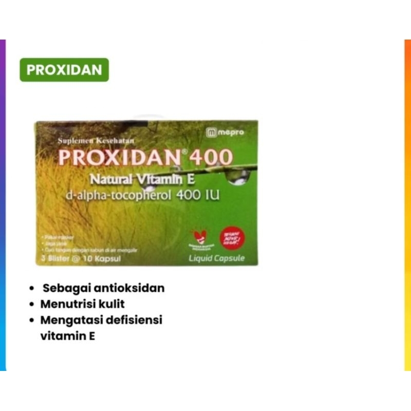 Jual PROXIDAN 400 MENCERAHKAN KULIT / VITAMIN E 400 IU UNTUK PROMIL (5 ...