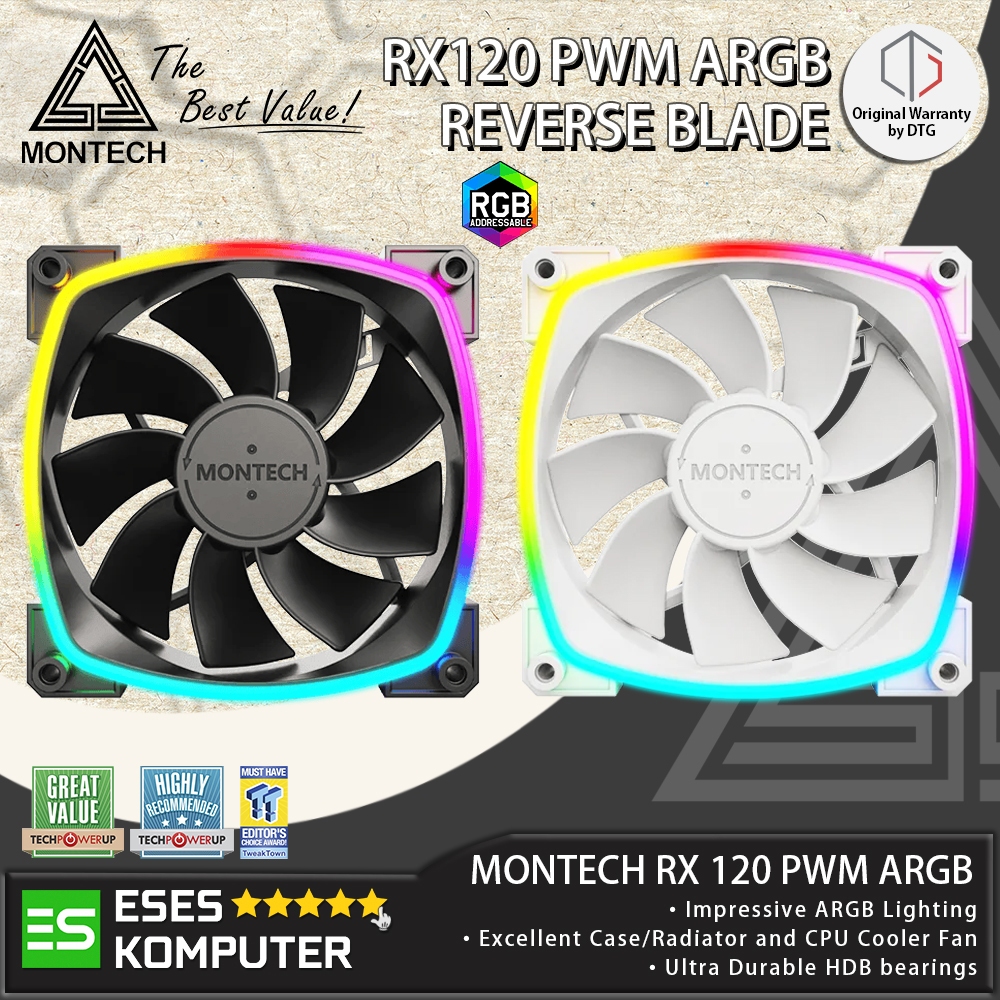 Jual Fan Montech RX120 RX 120 REVERSE PWM ARGB | 120mm 12cm Fan Casing ...