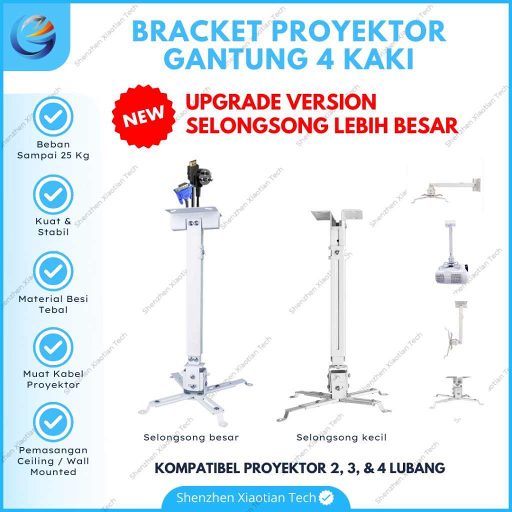 Jual Bracket Proyektor Gantung 4 Kaki | Hanging Ceiling Wall Proyektor ...
