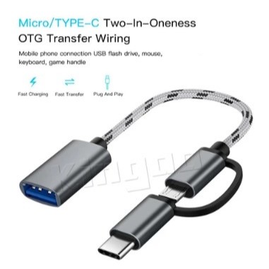 Jual KABEL ADAPTOR OTG TYPE C MICRO USB 2 IN 1 BEST QUALITY / Kabel Otg ...