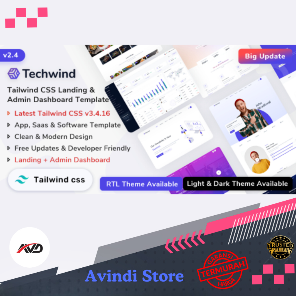 Jual Techwind - Tailwind CSS Multipurpose App, Saas & Software Landing & Admin Dashboard ...