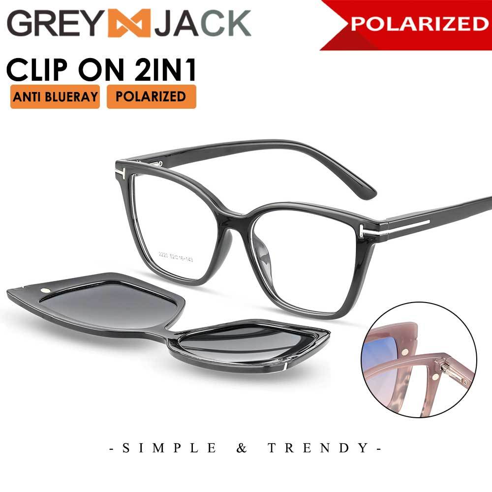 Jual Grey Jack Kacamata Clip On 2in1 Model Cat Eye Fashion Wanita Bisa Minus Free Lens Polarized ...