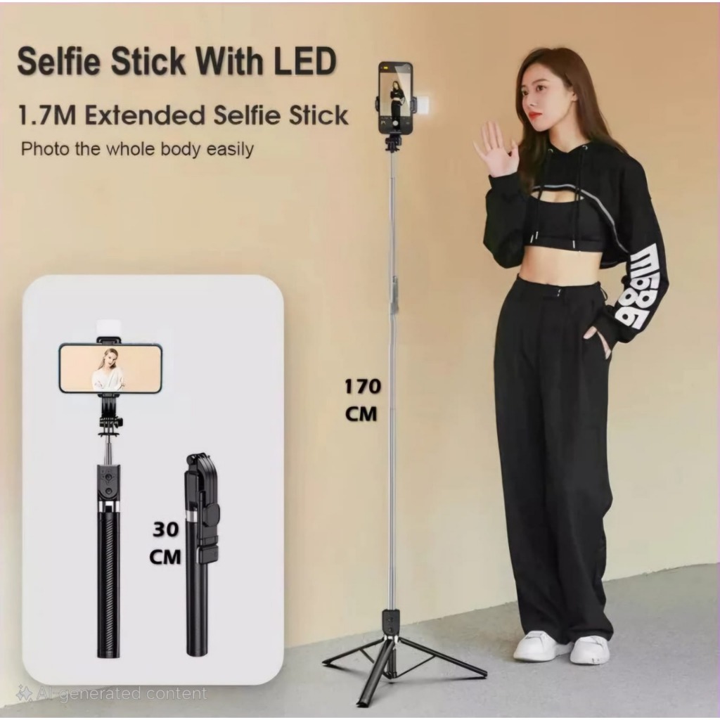 Jual WU - LED Tongsis Tripod Bluetooth Selfie Stick 3 in 1 Led Lampu Remote Multifungsi 3 in 1 ...