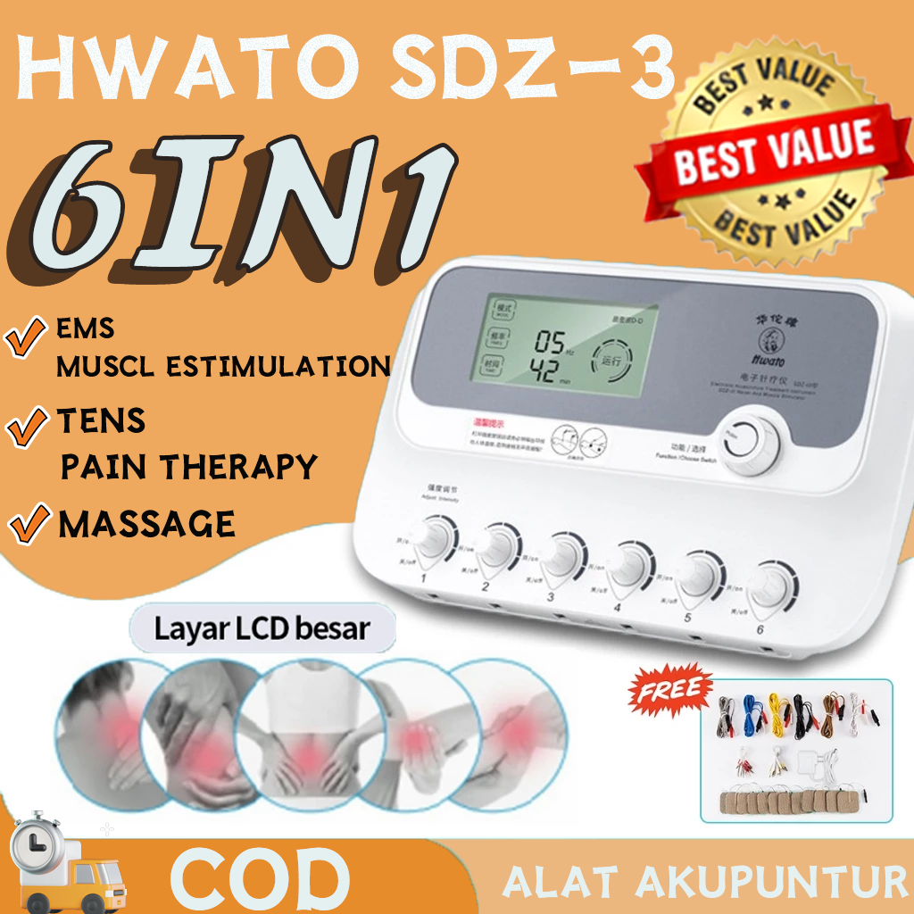Jual 6IN1 Stimulator Terapi Akupuntur Stimulator Elektro Tens sdz fisioterapi hwato Alat ...