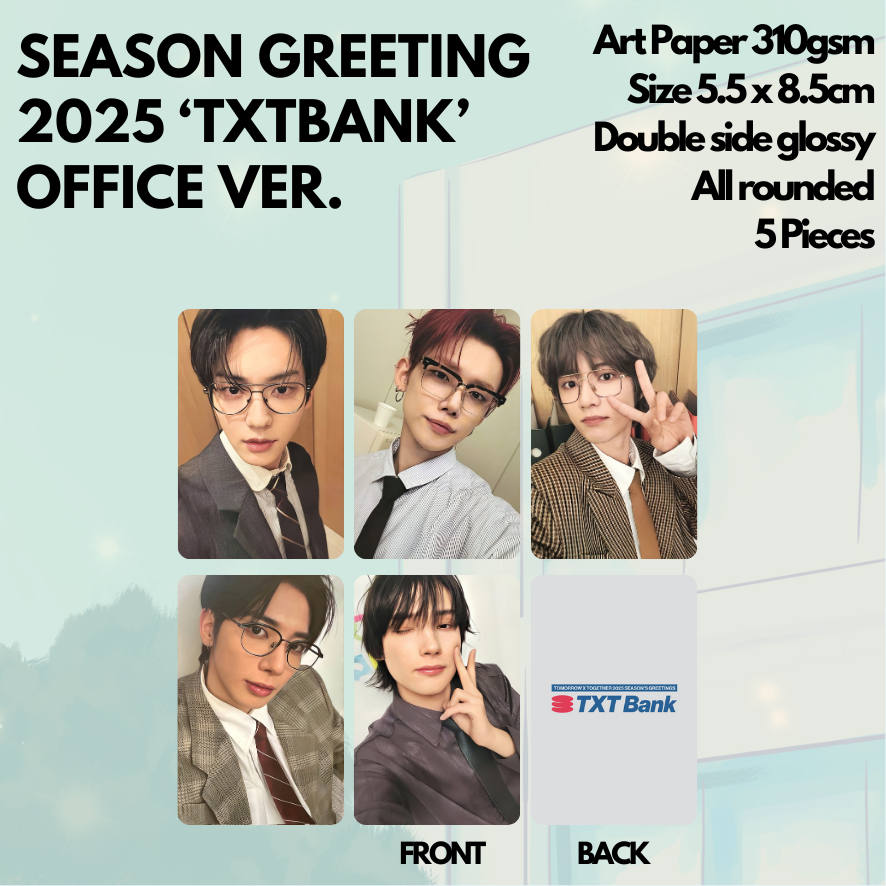 Jual [KUKIRA] Photocard TXTBANK Season Greeting 2025 Office Party Soobin Yeonjun Beomgyu Taehyun ...