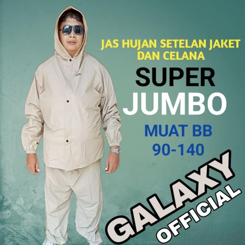 Jual GALAXY Jas Hujan Super Big Mantel Jumbo Pria Wanita Bahan PVC Karet Tebal Kuat Waterproof ...