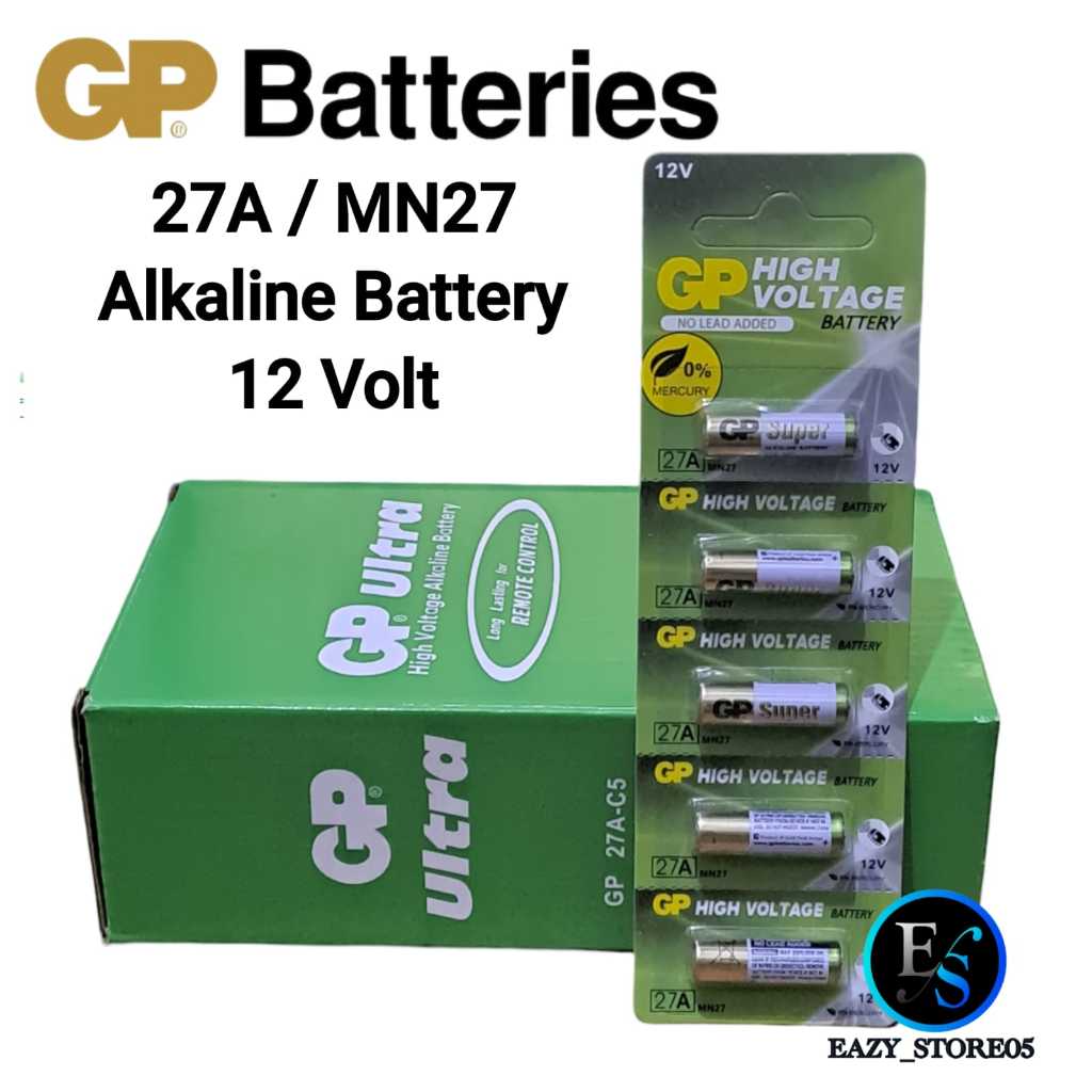 Jual Baterai GP 27A A27 MN27 LRV27A 27AF Original Alkaline Battery 12 ...