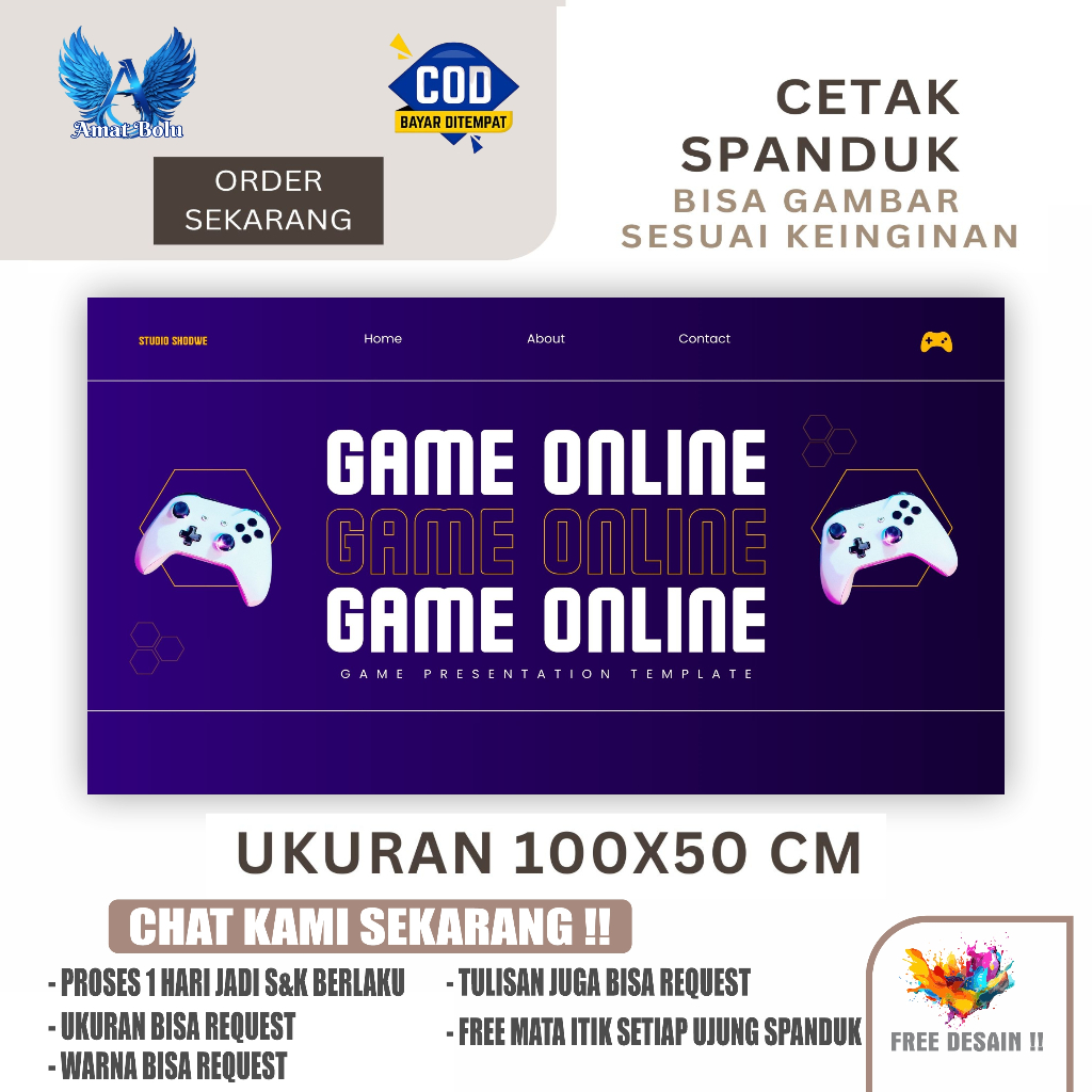 Jual Cetak Spanduk Banner KEJUARAAN GAME ONLINE Ukuran 100X50 cm Bisa ...