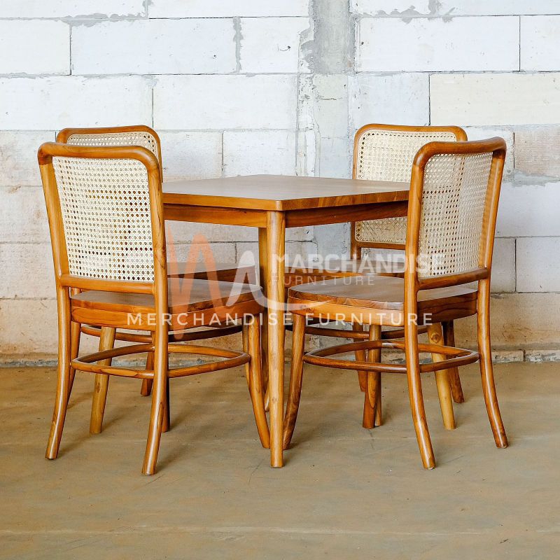 Jual Satu Set Meja Makan Jati Minimalis Scandinavian Type Kursi Kelvin Rotan Harga Murah ...