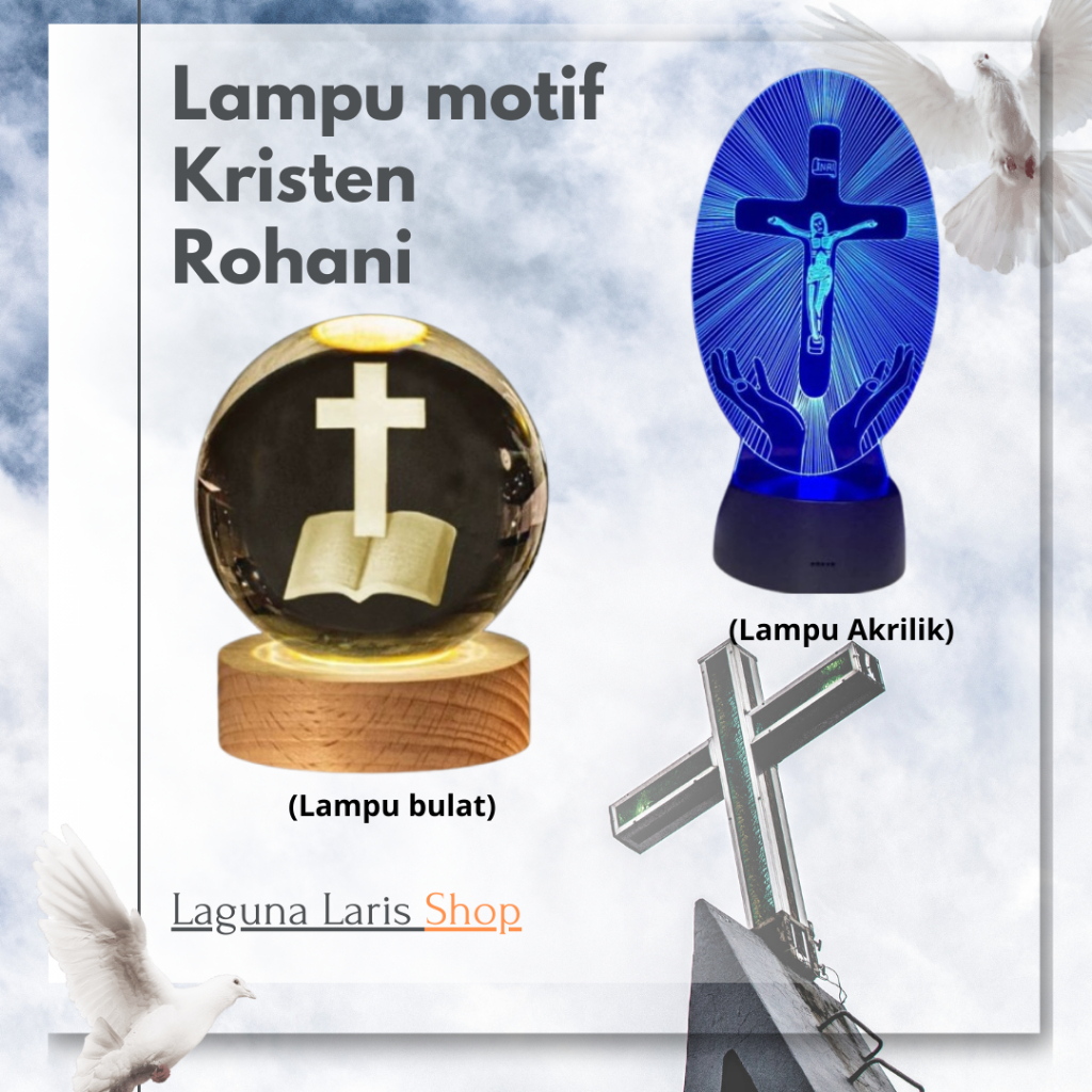 Jual Lampu LED Tidur Transparan 3D Karakter Agama Kristen Yesus Salib ...