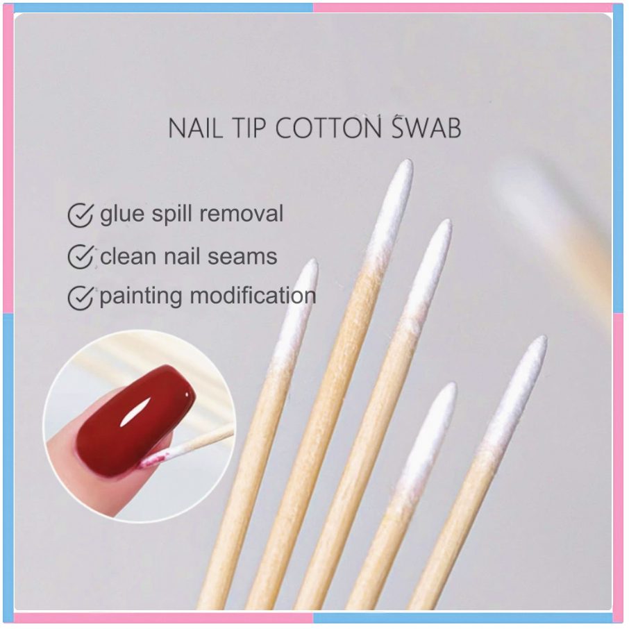 Jual 100pcs Nail tip cotton swab member Nail dust removal / cotton swab ...