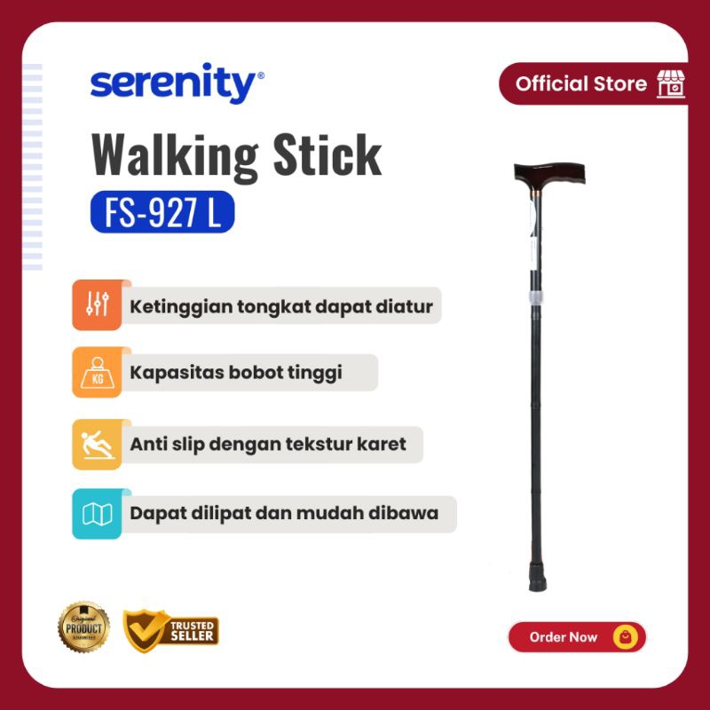 Jual Tongkat Kaki Lipat / Walking Stick Serenity FS927L / Alat Bantu Berjalan / Tongkat Lipat ...