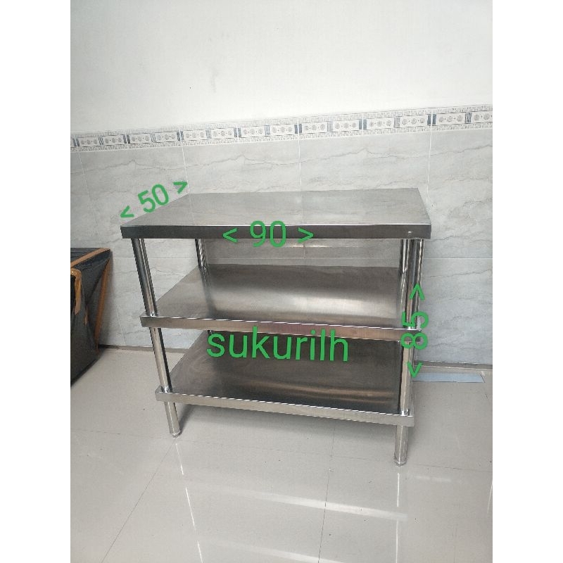 Jual meja stainlees steel work table/meja dapur serbaguna UK 90x50x85 ...