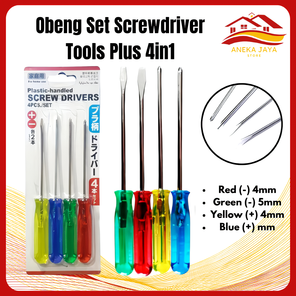 Jual Obeng Set Screwdriver Tools Plus 4in1 Screw Drivers Minus Obeng Bunga | Shopee Indonesia