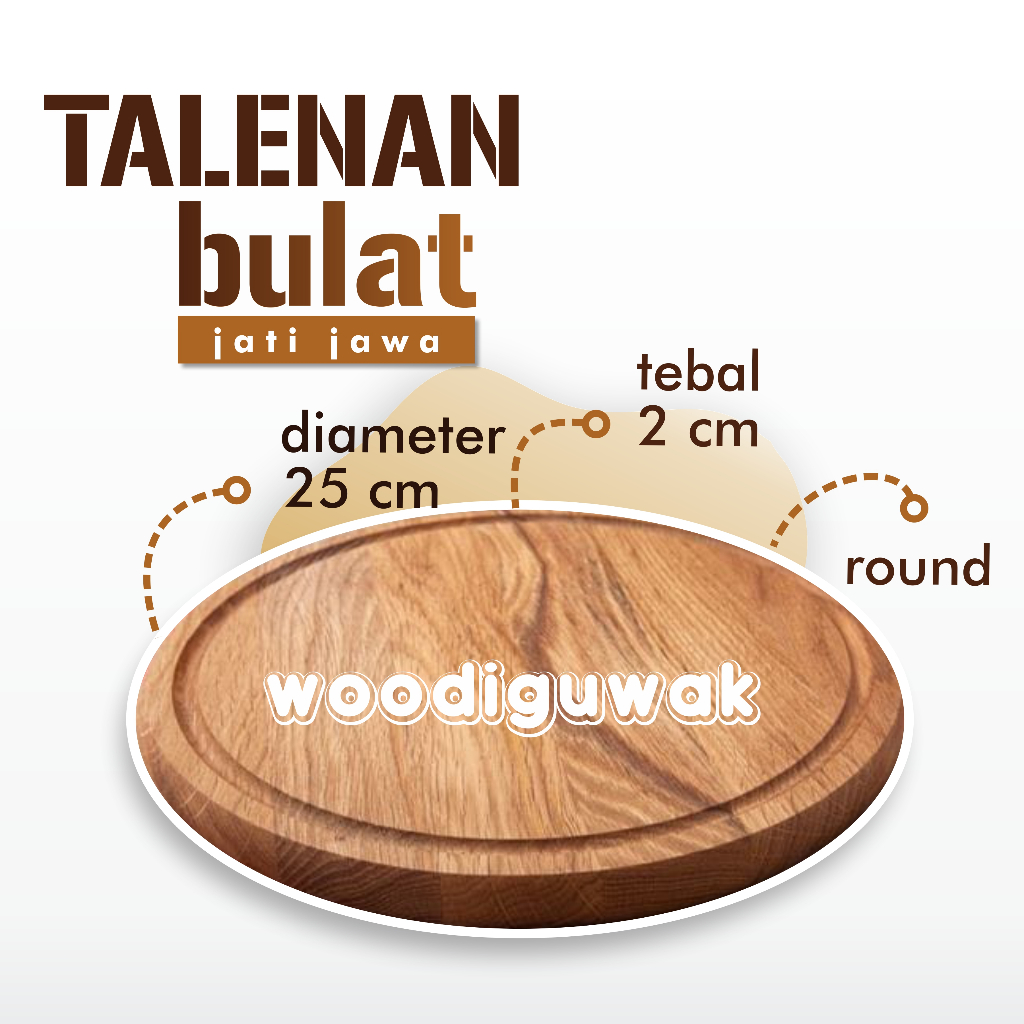 Jual Talenan Kayu Jati Estetik Bulat Ukuran 25 cm Bahan Kayu Jati Jawa ...