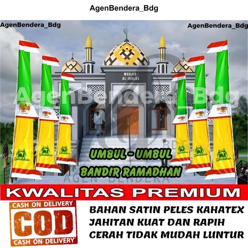 Jual Bendera Umbul Umbul Bandir Logo Ramadhan ±3,2 Meter Bahan Satin ...
