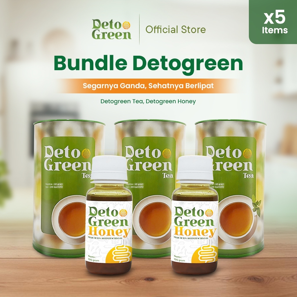 Jual DetoGreen Tea & DetoGreen Honey Paket Super Hemat 3 Teh dan 2 Madu ...