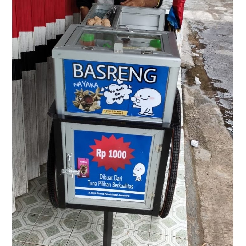 Jual Gerobak Roda Dorong Jualan Basreng cilok baslub baso bakso cilor ...