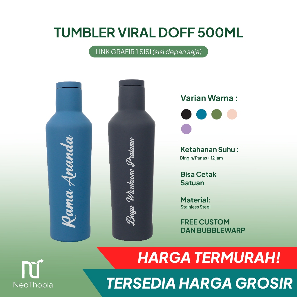 Jual Custom Tumbler Grafir Viral Rubber Doff 500ml Laser Grafir 1 Sisi ...