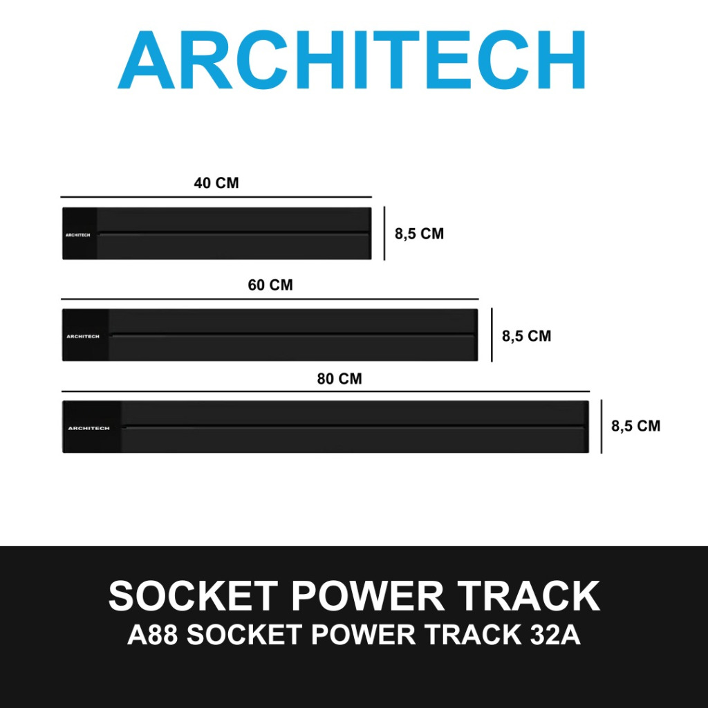 Jual ARCHITECH Track Socket 40 60 80cm Stop Kontak Tanam Tembok / Dapur ...