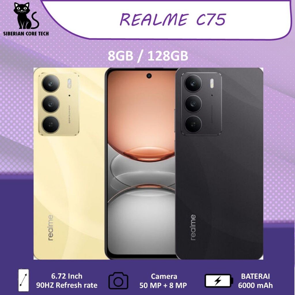 Jual REALME C75 HELIO G92 [8GB/128GB] 6000mAh IPS BLACK / GOLD GARANSI ...