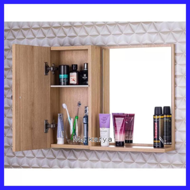 Jual Cermin dan rak tempat kosmetik gantung dinding 1 pintu | Shopee ...